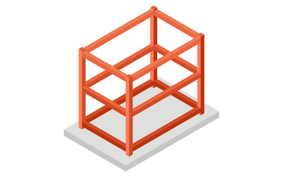 Building structure isometric of steel frame Vector Image