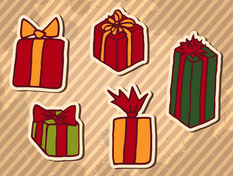 Christmas gift boxes design elements set Vector Image