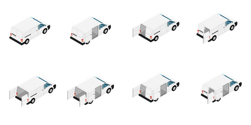 Hi-detailed cargo delivery van isometric view Vector Image