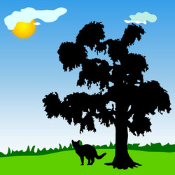 Cat Under Tree Vector Images (86)