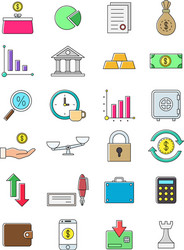 Colorful economy icons set Royalty Free Vector Image