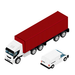 Isometric view white truck isolated Royalty Free Vector