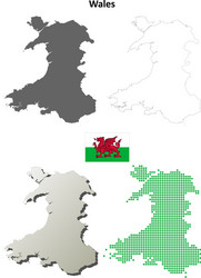 United kingdom outline map set Royalty Free Vector Image
