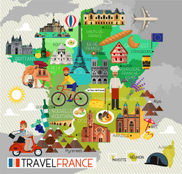 Map of france with landmarks Royalty Free Vector Image
