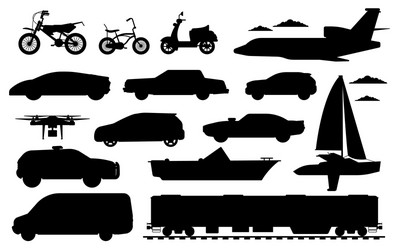 Public transport set passenger vehicle silhouette Vector Image