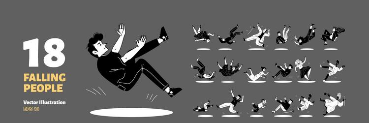 Falling people set senior young characters fall Vector Image