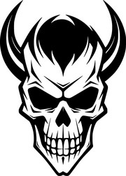 Angry skull with tuque drawing design black Vector Image
