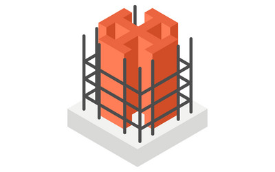 Building structure isometric of steel frame Vector Image