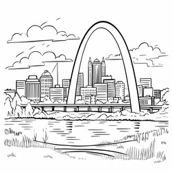 Gateway arch arch hand-drawn comic Royalty Free Vector Image