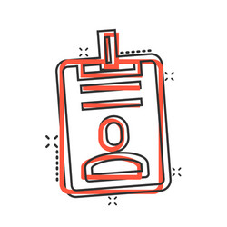 Id card icon in comic style identity tag cartoon Vector Image