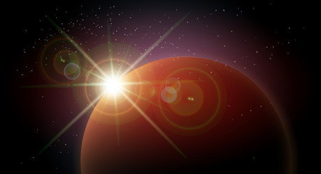 Abstract space background with planet and rising Vector Image