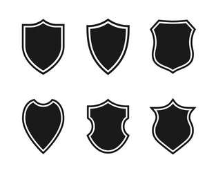 Shield shape icons set black label signs isolated Vector Image