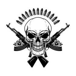 Skull with crossed assault rifles design Vector Image