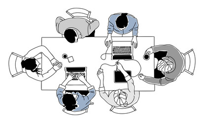 Business team office scene top view Royalty Free Vector