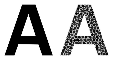 Alpha greek symbol collage of dots Royalty Free Vector Image