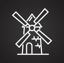 Mill outline icon white background for graphic Vector Image