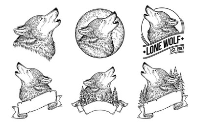 Wolf set Royalty Free Vector Image - VectorStock