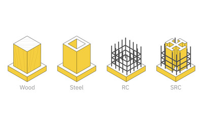 Building structures isometric of wood steel Vector Image