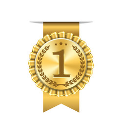 Award ribbon gold icon number first design winner Vector Image