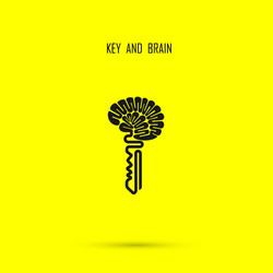 Creative brain sign with key symbol Royalty Free Vector
