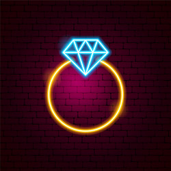 Diamond neon sign icon Royalty Free Vector Image