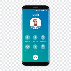 Smartphone call app interface template on a Vector Image