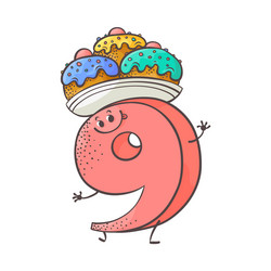 Sweet cake number character four Royalty Free Vector Image