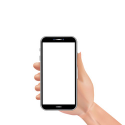 Man hand holding smartphone with blank white Vector Image