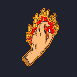 Hand drawn of devil with fire outline Royalty Free Vector