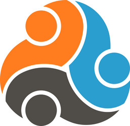 Teamwork connection three people logo Royalty Free Vector