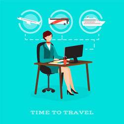Tour booking travel agency office worker friendly Vector Image