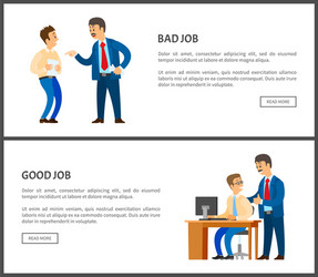 Good and bad boss director with office workers Vector Image