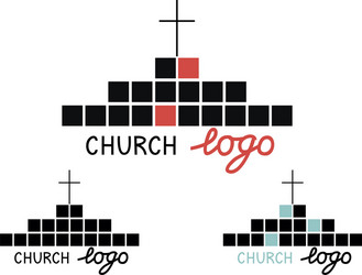 Church logo and christian symbols Royalty Free Vector Image