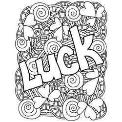 Ornate st patricks day coloring page word luck Vector Image