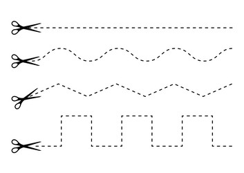 Scrissors cut dotted line mark different shape Vector Image