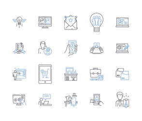 Project commencement line icons collection Vector Image