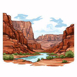 Grand canyon hand-drawn comic Royalty Free Vector Image