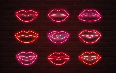 Female pink lips neon Royalty Free Vector Image