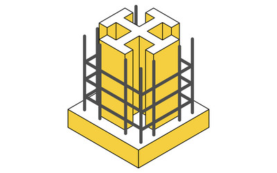 Building structure isometric of steel frame Vector Image