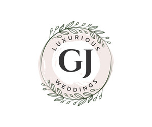 Gj initials letter wedding monogram logos Vector Image