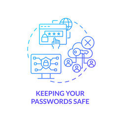 Keeping your passwords safe turquoise concept icon