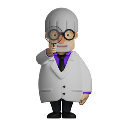 3d professor cartoon checking his Royalty Free Vector Image