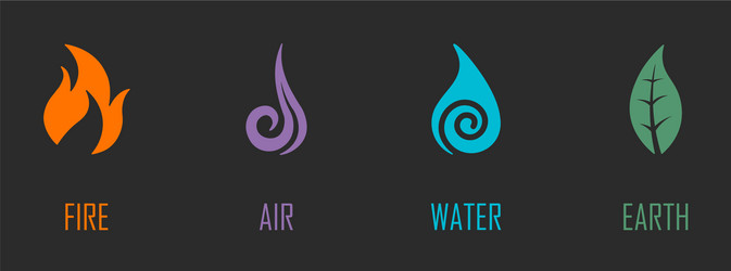 Abstract four elements line symbols Royalty Free Vector