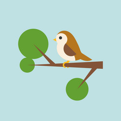 Cartoon bird on a tree branch Royalty Free Vector Image