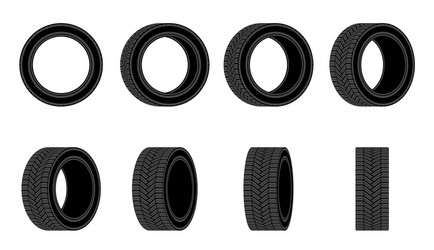 Car tires with different tread tracks front side Vector Image