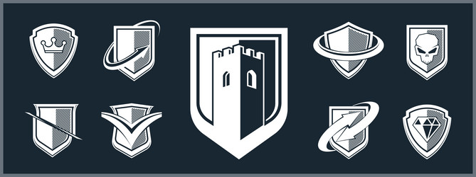 Classic shields shapes set with different Vector Image