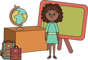 School education girl cartoon Royalty Free Vector Image