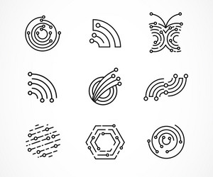 Logo set - technology tech icons and symbols Vector Image