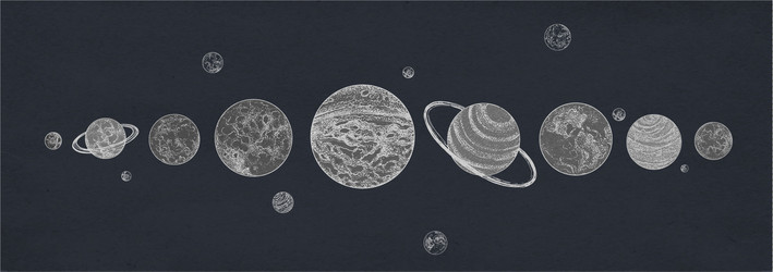 Planets lined up in row solar system drawn Vector Image