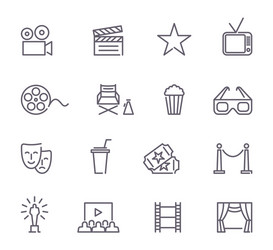 Cinema line icons Royalty Free Vector Image - VectorStock